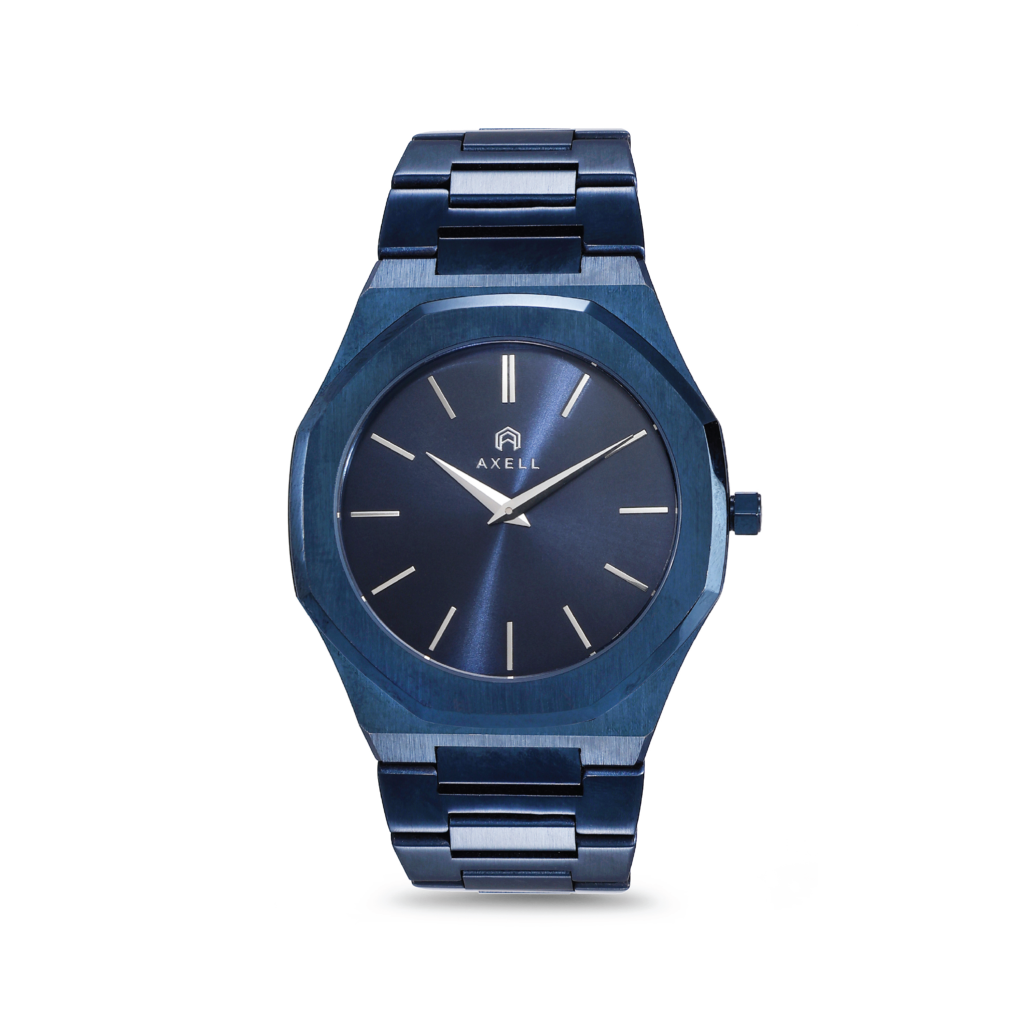 Chroma Block Blue Monochromatic Men's Watch Luxury Stainless Steel ...